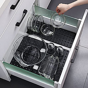 BYBYCD Dish Drying Rack Bowl Pot Storage Holder Drawer Organizer Tray Telescopic Adjustable ABS Kitchen Shelf Organizer for Food Containers Cookware