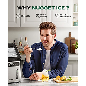 Silonn Nugget Ice Maker - Timer Ice Machine with Self-Cleaning, 44lbs per Day Pebble Ice Maker with Soft Chewable Ice, One-Click Operation Ice Machine for Home, Kitchen, Office