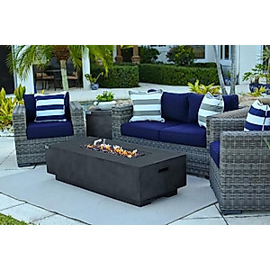 56" Modern Concrete Outdoor Propane Gas Fire Pit Table in Gray