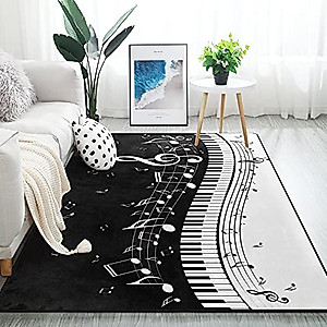 ALAZA Abstract Piano Music Note Black Area Rug Rugs for Living Room Bedroom 7' x 5'