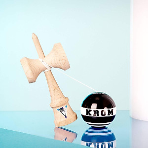 KROM - Kendama Toy STROGO Black - Original - High Wood Quality - Extra Strong - for Beginner and Pro - Gift Pack : Extra String + Stickers