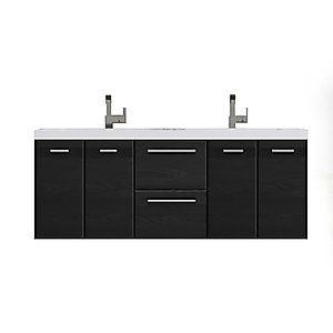 Alya Bath Ripley 60" Double Wall Mounted Bathroom Vanity in Black