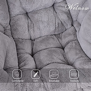 Welnow Lazy Chair with Ottoman, Modern Lounge Accent Chair with Armrests and a Side Pocket, Leisure Sofa Chair Set, Reading Chair with Footrest for Small Space, Corner Chair, Plush Grey