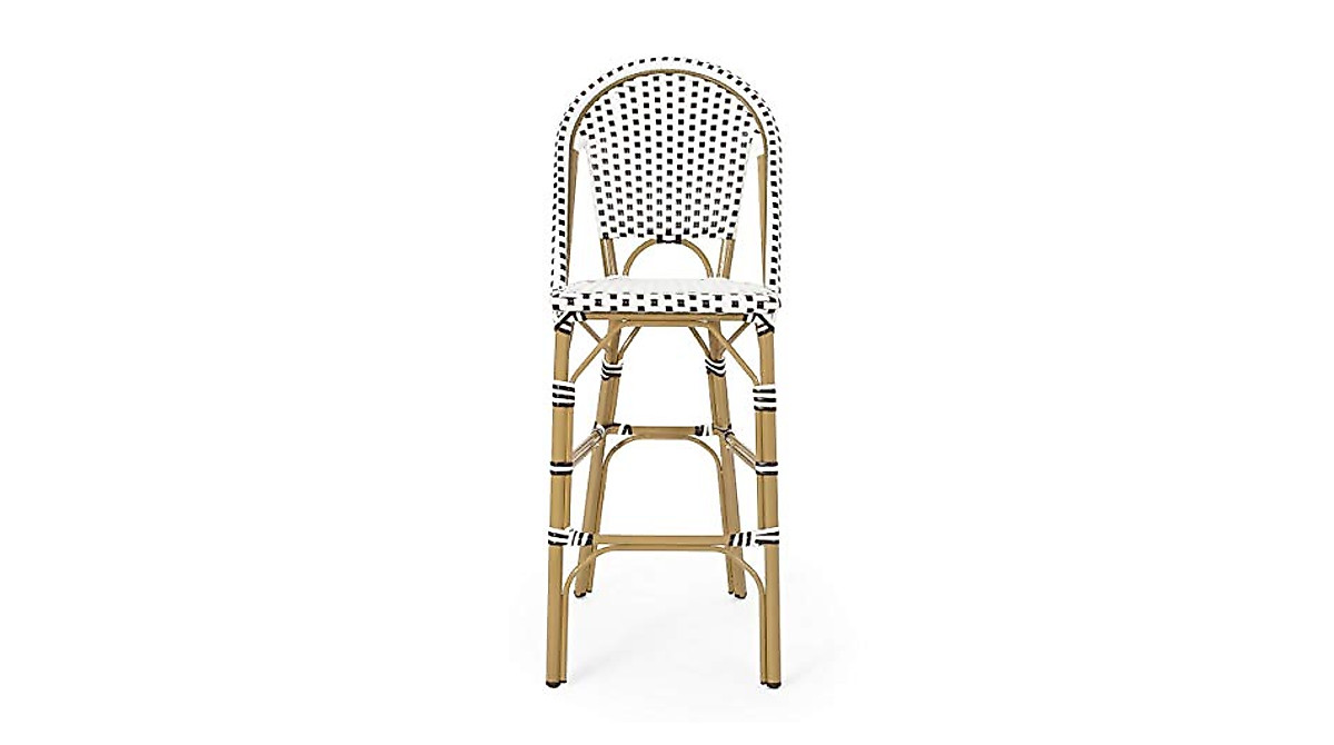 Kinner Outdoor Barstool by Christopher Knight - French-Inspired Design