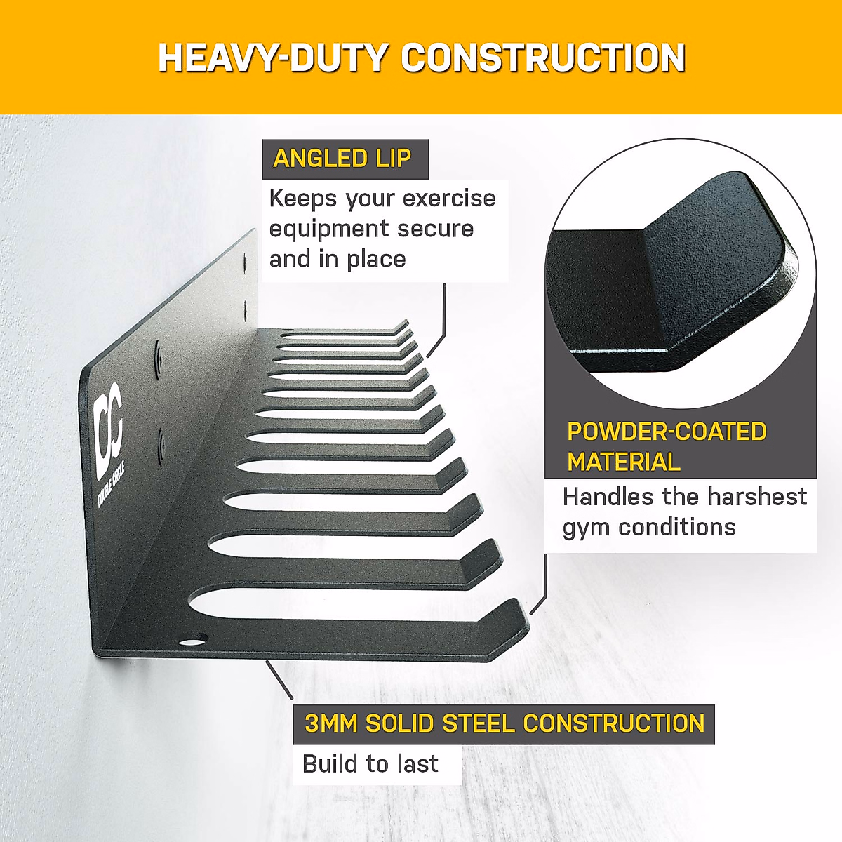 Double Circle Gym Storage Rack with 12 Hooks, Multi Purpose Gym Equipment Wall Rack Hanger for Pro Home Gym Storage for Exercise Bands, Barbell Bars, Jumprope (Hardware Included)