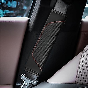 BESULEN Car Seat Belt Cover, 2 Pack Carbon Fiber Leather Seatbelt Shoulder Pad, Auto Safety Seat Belt Cushion Protector Compatible with All Cars and Backpack Strap (Carbon Fiber/Black)