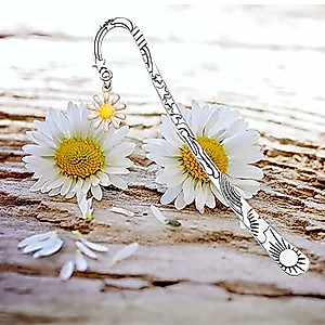 bobauna White Daisy Bookmark Flower Bookmark Floral Jewelry Gift for Book Lover Reader (Daisy Bookmark)