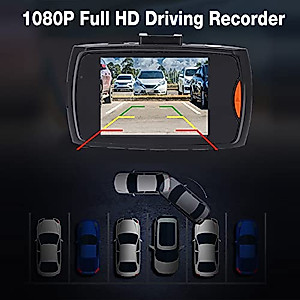 HD 1080P Car Dash Cam, Gravity Sensor Automatic Loop Video Vehicle Recorder, Dual Dash Cam Front and Rear, 170° Wide Angle Driving Recorder