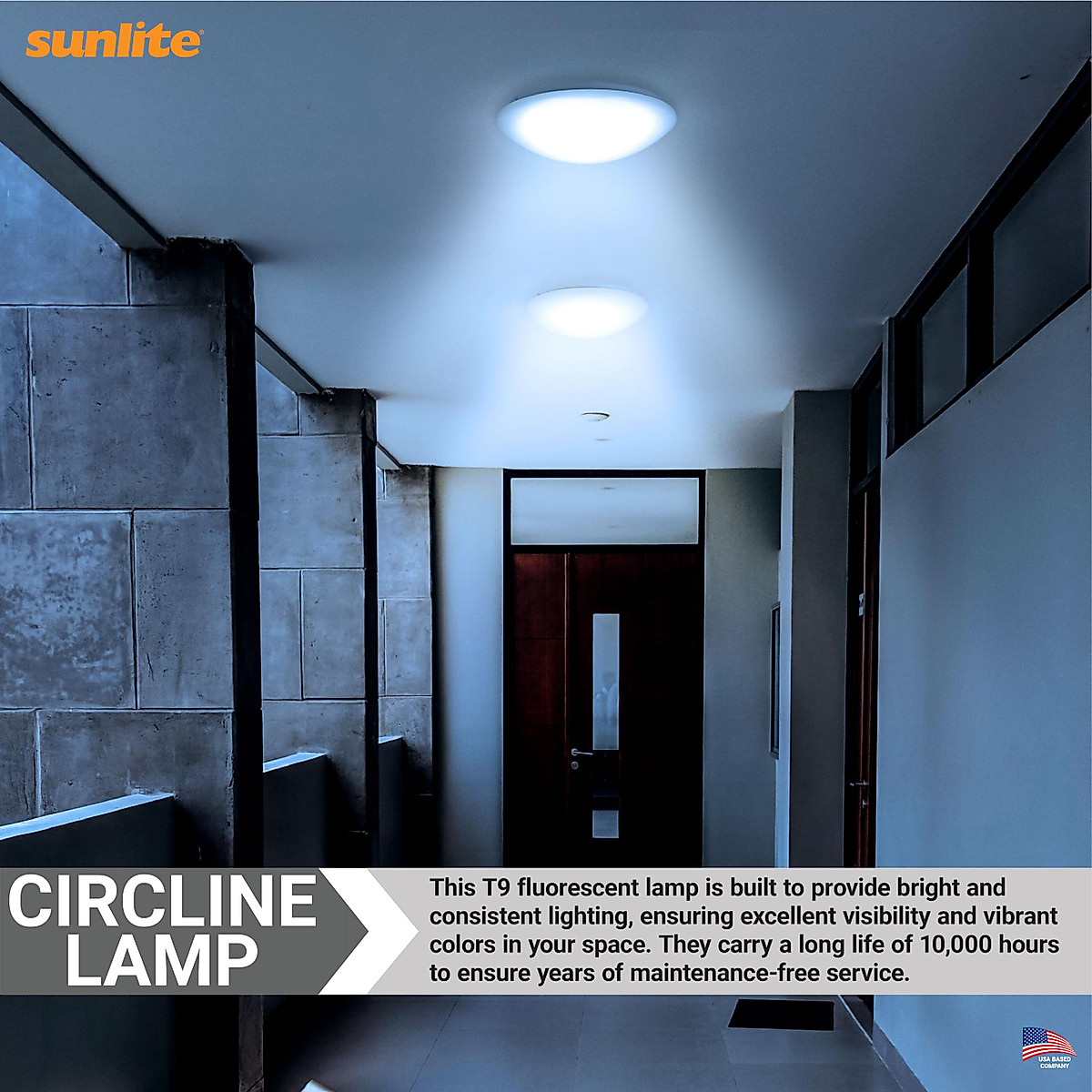 Sunlite FCL30/50K T9 Round Fluorescent Circline Lamp, 30 Watts, 1800 Lumens, 5000K Daylight, 10000 Rated Hours, RoHS Compliant, G10Q 4-Pin Base, 1 Pack