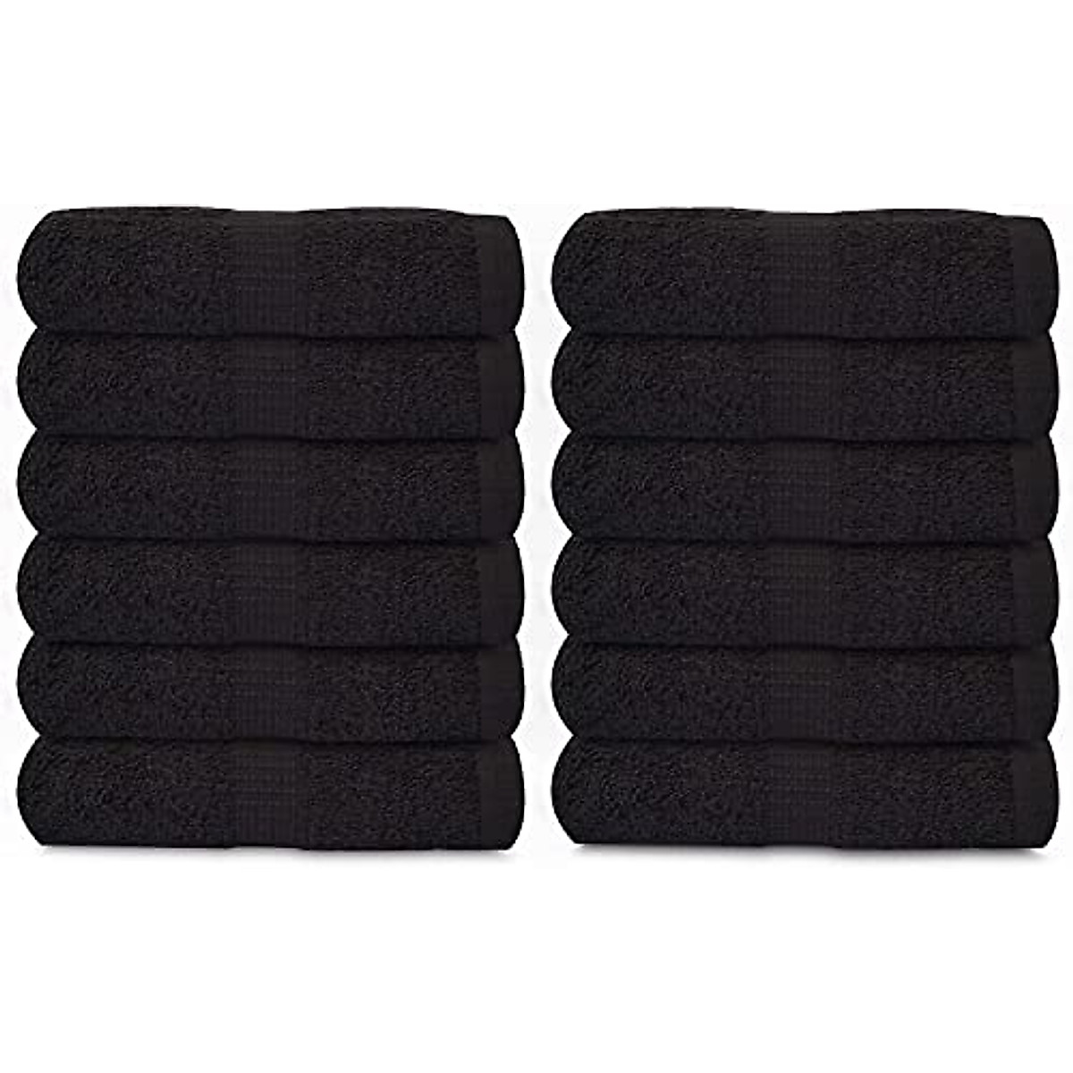 GOLD TEXTILES 100% Cotton Washcloth - 12 Pack | 13x13 inches | Black - Ultra Soft, Highly Absorbent, Long Lasting and Quick Drying - Hotel & Spa Collection Cool Feel Fingertip Towels