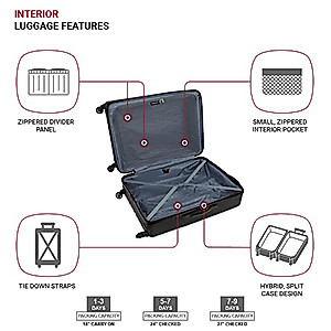SwissGear 8018 Hardside Expandable Luggage with Spinner Wheels, Black, 3-Piece Set (20/24/27)