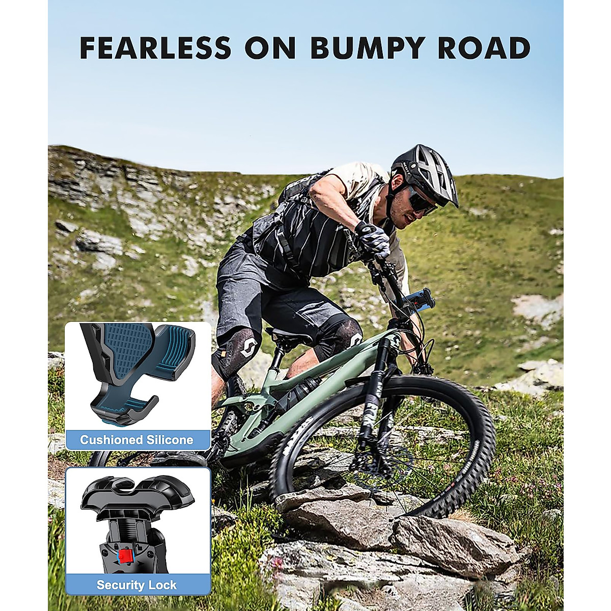 Zewdov Motorcycle Phone Mount, Upgrade Bike Phone Mount [1s Lock][Secure Protection], 360° Rotatable Phone Holder for Mountain Bike/ATV/Scooter Handlebar, Compatible with iPhone/Samsung 4.7-6.7"