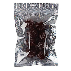 100 Pack Smell Proof Bags - 3x5 Inches Various Size Resealable Clear Ziplock Food Safe Holographic Rainbow Color