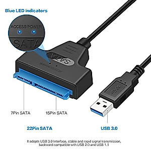 ULXUUUN SATA to USB Cable, USB 3.0 to SATA III Hard Drive Adapter Compatible for 2.5-Inch HDD & SSD, Support UASP