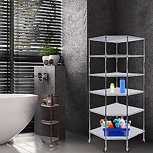 BELANITAS 6 Shelf Corner Wire Shelf Corner Metal Shelf Storage Steel Shelves for Storage Unit Metal Shelf Wire Rack, 26.77" L x 26.77" W x 70.87" H,Silver