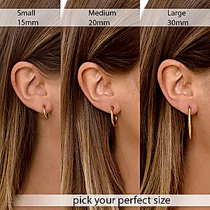 Altitude Boutique Small Gold Hoop Earrings For Women | 18kt Gold Plated Thin Tube Earrings | Lightweight, Hypoallergenic Chunky Gold Open Hoops (Gold 15mm)