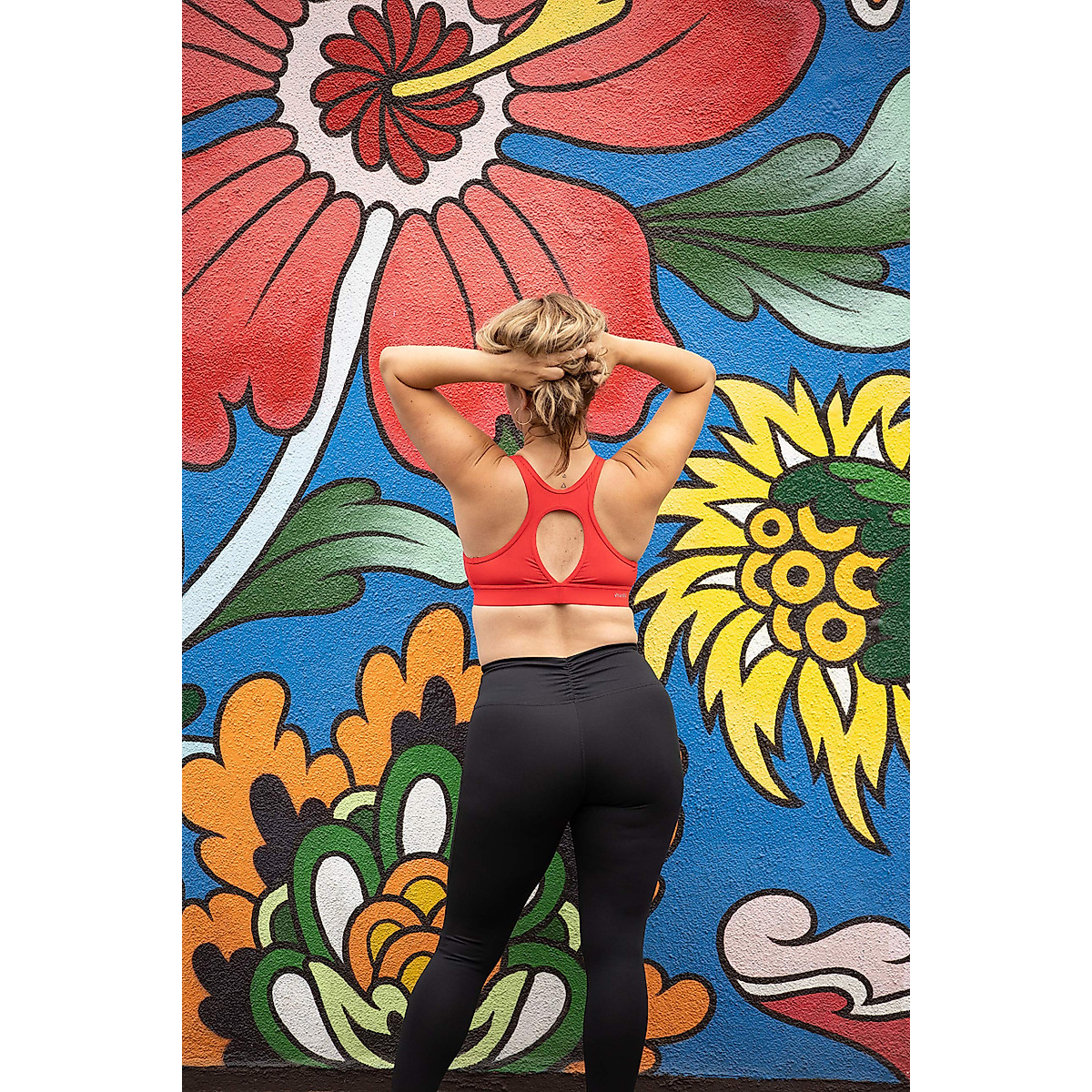 Handful The FaV Bra, Medium Support Sports Bra, Pockets, Removable Pads, Deep Plunge Neck Line, Booya Black, Small