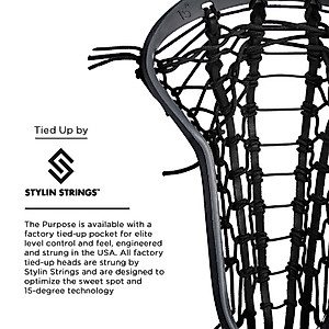 Epoch Lacrosse - Women's Purpose 15 Lacrosse Head with Ladder Pocket, Strung Head, 15-Degree Bottom Rail, Composite Injected Polymer, Crafted in USA - Black