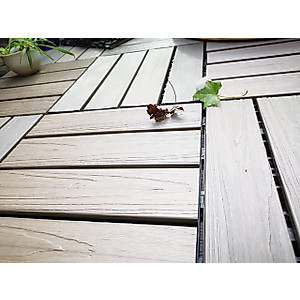 WPC Patio Deck Tiles,DIY Interlocking Decking Tiles, Floor Tile,Water Resistant Indoor Outdoor (9, 3D Organic White)