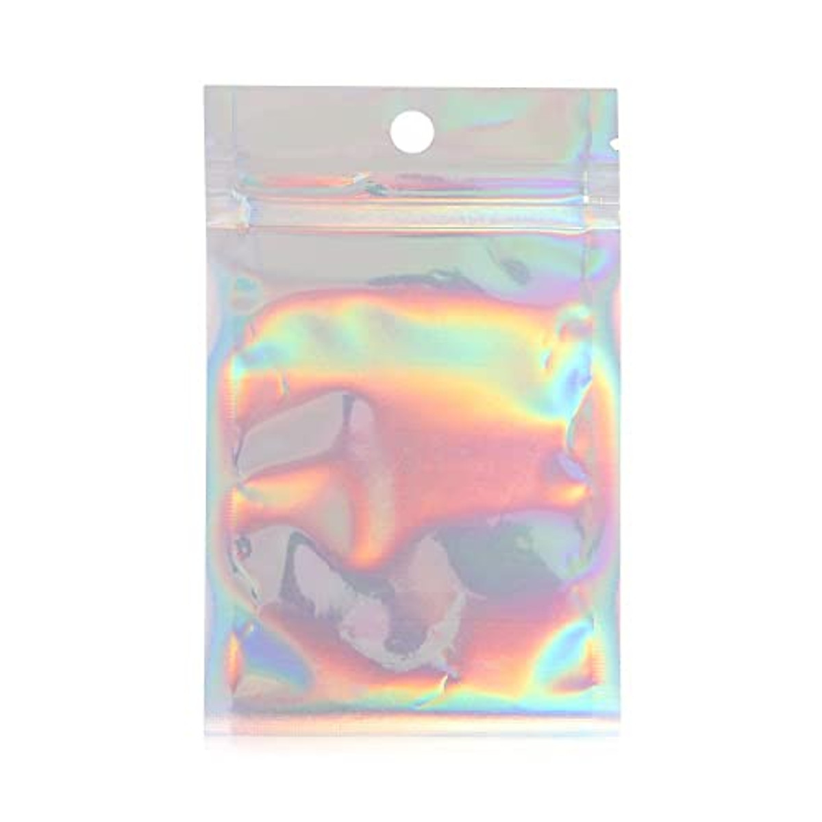 100 Pcs Zip Plastic Bag Aluminum Foil Hologram Food Pouch Small Water Proof Zipper Reclosable Pouches(5.9inch)