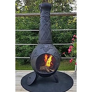 The Blue Rooster Grape Cast Aluminum Chiminea in Charcoal