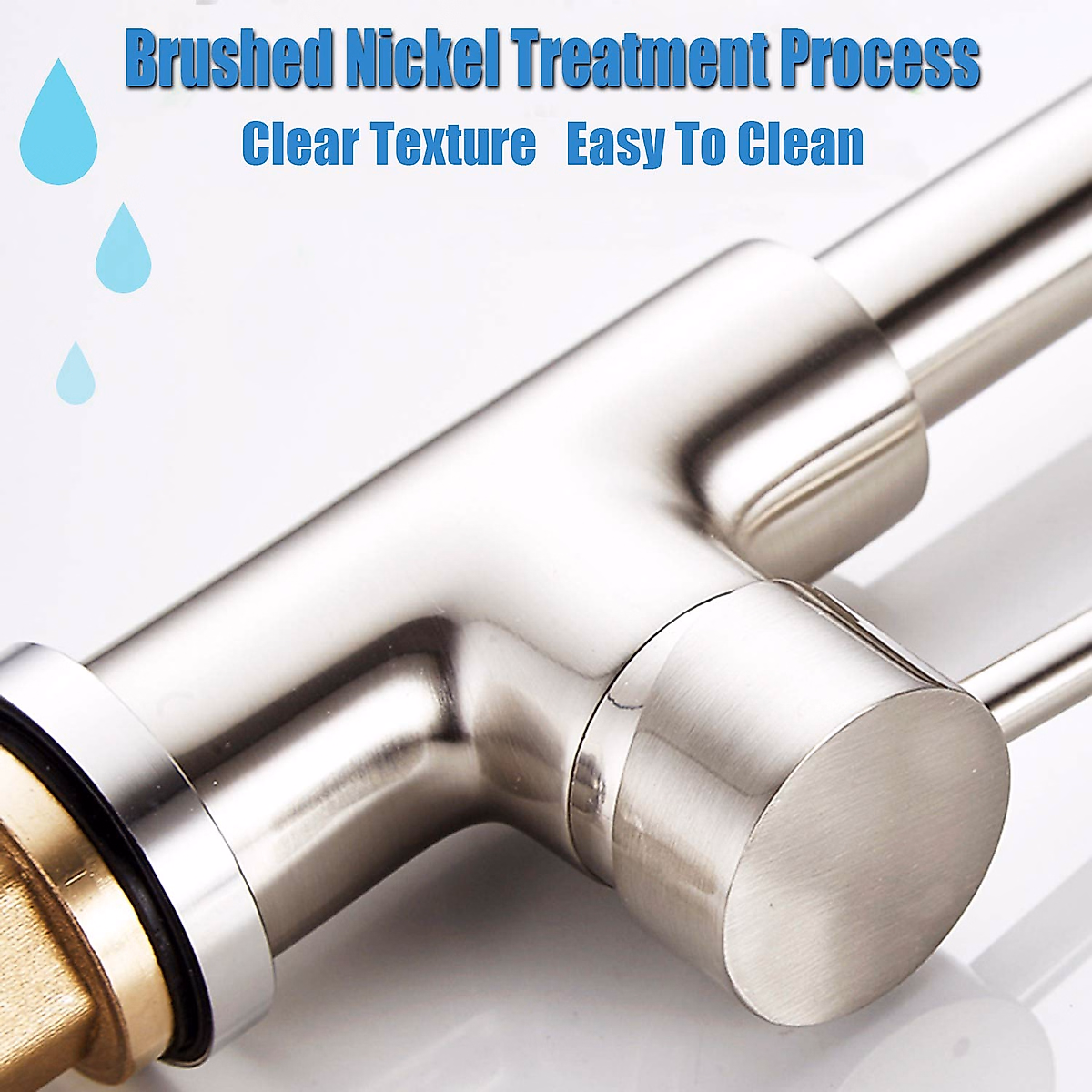 Comllen Single Handle Brushed Nickel Kitchen Faucet, High Arc Stainless Steel Kitchen Sink Faucet with Pull Down Sprayer, Modern Pull Out Faucet for Kitchen Sink with Deck Plate