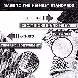 KOZYFLY Buffalo Plaid Area Rugs 27.5x43 Inches Black and White Checkered Rug Washable Front Door Mat Hand Woven Cotton Outdoor Rug Small Rug for Front Porch Kitchen Entryway Patio Bathroom