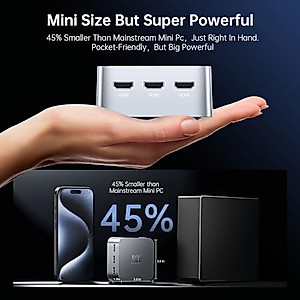 ACEMAGICIAN Mini PC 12th N95 (up to 3.4GHz) 16GB LPDDR5 1TB M.2 SSD Mini Desktop Computers, 3 HDMI Micro PC Support 4K UHD, Dual Gigabit Ethernet,2.4G/5G WiFi, BT4.2,Small PC