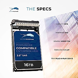 WP 16TB 7200 RPM SAS 12Gb/s 3.5-Inch Enterprise Hard Disk Drive in 12G 13G Tray Compatible with Dell PowerEdge Servers R730XD R730 T340 T330 T640 T630 T440