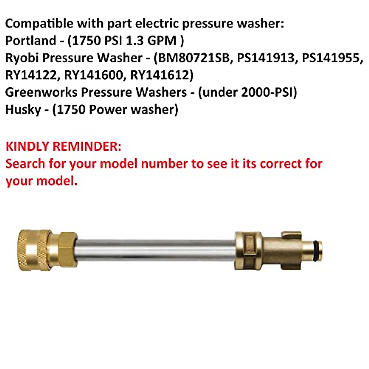 STYDDI Pressure Washer Gun Adapter with 1/4” Female Quick Connect Fitting Compatible with Portland, Ryobi, Greenworks, Husky Part Electric Power Washer