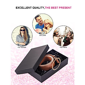 Syhood 2 Pack Women's Leather Belts for Jeans Dresses Fashion Ladies Belt with Gold Double Ring Buckle Brown Black