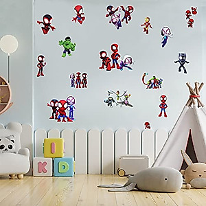 Spiderman and His Amazing Friends Wall Decals Stickers Peel and Stick Cartoon Wall Decals for Boys Room Removable Wall Art Mural Decor for Baby Girls Kids Nursery Bedroom