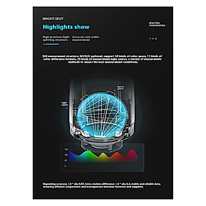 Colorimeter, SR210 Spectrophotometer Colorimeter, Plastic Paint Textile Printing Spraying Color Detector Reflectivity Meter(SR221 Full-Function 4mm)