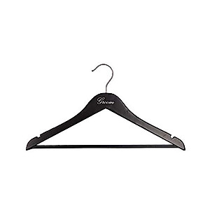 NAHANCO G20217WB Bridal Hanger, Black Wood Suit Hanger with Silver Imprint (Groom), 17” (1 Piece)