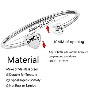 FUSTMW Dog Owner Bracelet Dachshund Boxer Golden Retriever Dog Lover Gifts Pitbull Boston Terrier Paw Print Bangle Jewelry (Dachshund Bracelet)