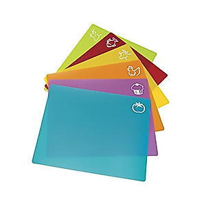 Lipper International Bamboo Wood Cutting Board with 6 Colored Poly Inlay Mats, 16" x 13-1/8" x 1-5/8"