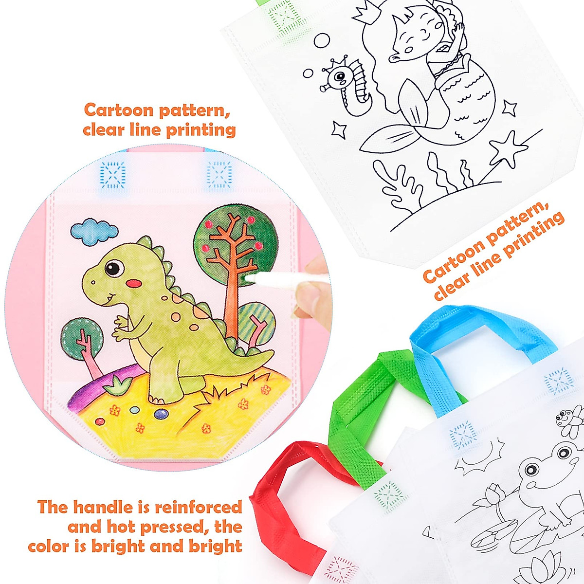 NA 14Pack Coloring Goodie Bags, Kids DIY Graffiti Bags, Kindergarten Children Art Craft Project, Party Favor Bags for Birthday, Tea Party, Celebration