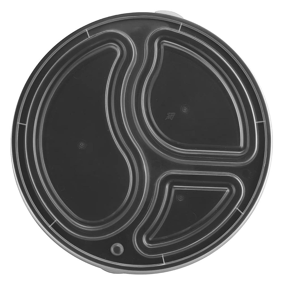 TIYA Takeout Food Containers - 45 oz Bulk 150 Pack with Lids - Round 3-Compartment To-Go Containers - Reusable, Microwavable, Dishwasher Safe - Leak-Proof, Great for Meal Prep - BPA-Free