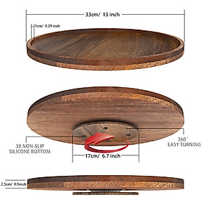 Nunemosk 13" Lazy Susan Turntable Walnut Wood, Kitchen Turntable Storage Food Bin Container for Kitchen Cabinets, Pantry, Refrigerator, Counter top (Walnut Wood)