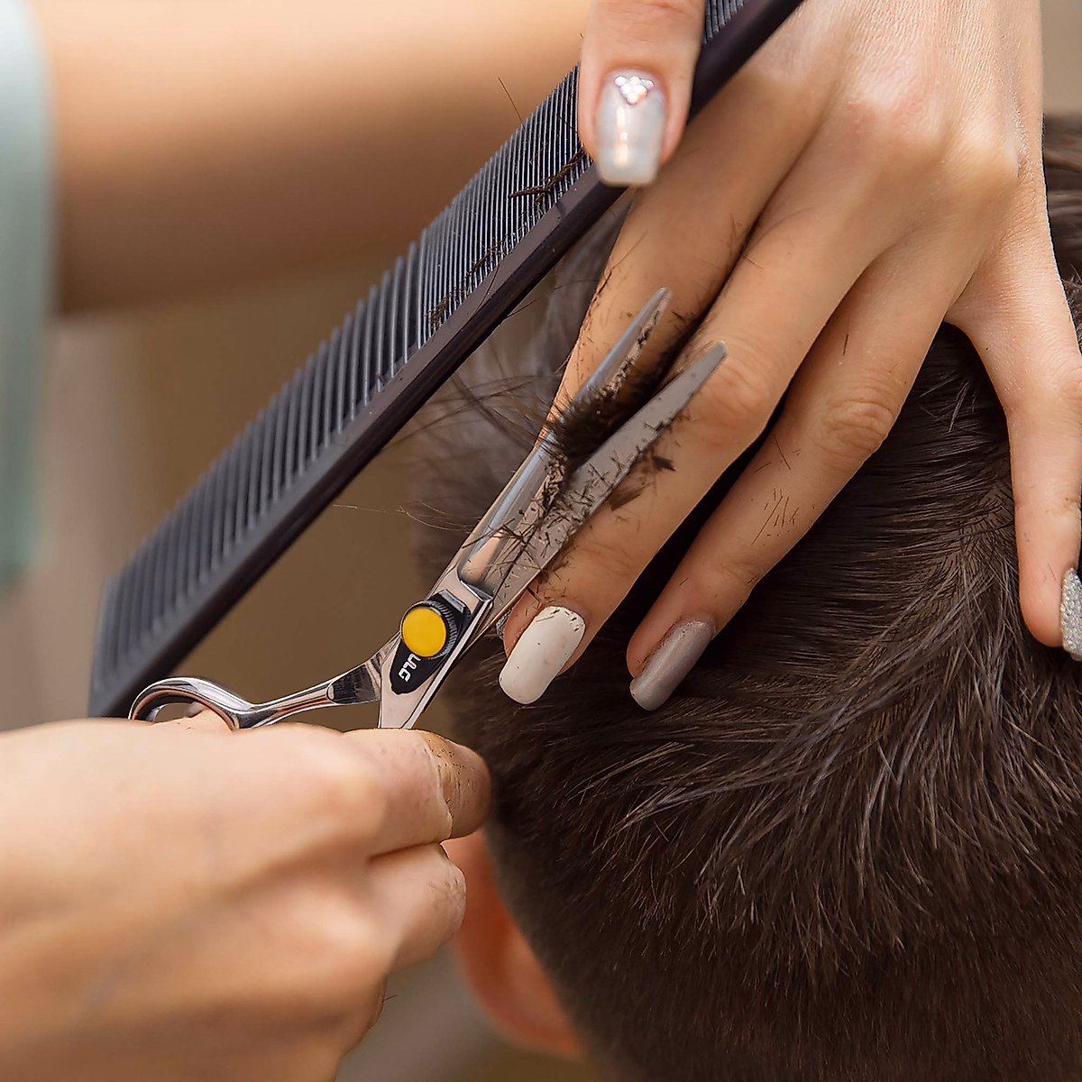 Professional Hair Cutting Scissors, 6.5 Inch ULG Barber Shears Scissors, Japanese Stainless Steel Haircut Scissors, Salon Razor Edge Series Hair Scissors with Adjustment Tension Screw