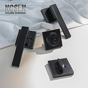 NCSEN Front Door Locksets with Deadbolt, Black Door Handles, Combination Door Lock, Exterior Door Lever (Matte Black)…