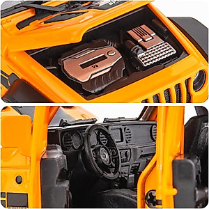 WAKAKAC Compatible for 1/32 Wrangler Alloy Diecast Pull Back Model Car Collectible Gift with Light and Sound Toy Vehicle for Kids Boys Girls Toddler Christmas Birthday Gift Orange
