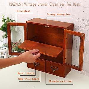 RZGZKLSH Rustic Vintage Mini Wood Counter Top Cabinet, Wall Mount Pine Display Case, Medicine Cabinet, Cabinet That Sits on Countertop-Floating Shelf Cabinet Organization12 x4.7"x14"(Brown)