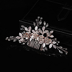 maxgoods Bridesmaid Hairpins Women Girls Headpieces Crystal Peals Hair Accessories Handmade Hair Ornaments(N-Gold)