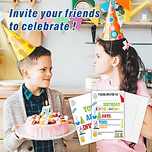 Science Laboratory Birthday Invitations, Experiment Double-Sided Fill-In Invite Cards For Birthday Party，Boys, Girls, Kids,Teen, 20 Invitations With Envelopes, Decorations,Party Favor And Supply-A45