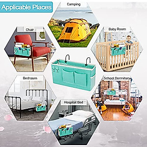 Loghot Bedside Caddy/Bedside Storage Bag Hanging Organizer for Bunk and Hospital Beds,Dorm Rooms Bed Rails,Can be Placed Glasses,Books,Mobile Phones,Keys (Green)
