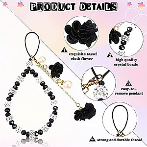 6 Pieces Cell Phone Straps Crystal Flower Pendant Mobile Phone Lanyard Beads Chain Anti-Lost and Non-Slip Mobile Phone Strap Charm for Keychain Camera U Disks Handbag Decoration Accessories