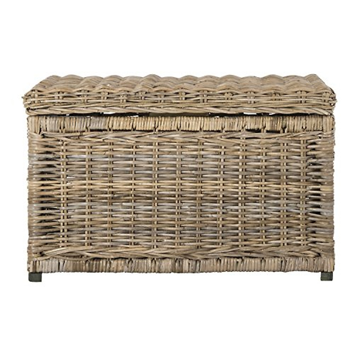 happimess HPM9002B Elijah 30" Wicker Storage Trunk, Collapsible for flat storage, Rattan-Kubusoft Gray, Coastal for Office, Dorm Room-LivingRoom, Bedroom, Dining Room, Natural