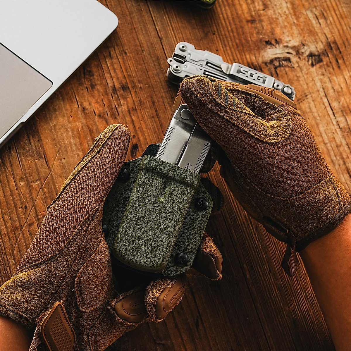 TACTICAL GEEK TX3 Multi-Tool Sheath, Multi Tool Holster, Thickness Adjustable Multi-Tool Holder with Back Clip for Belt, Multi-Tool not Included(Green)