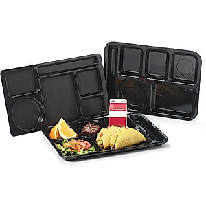Carlisle FoodService Products Right-Hand 6-Compartment Tray, 10" x 14", Green, (Pack of 24)